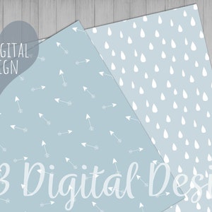 Baby Blue Digital Paper | Baby Boy, Baby Shower | Boho, Rainbows ...