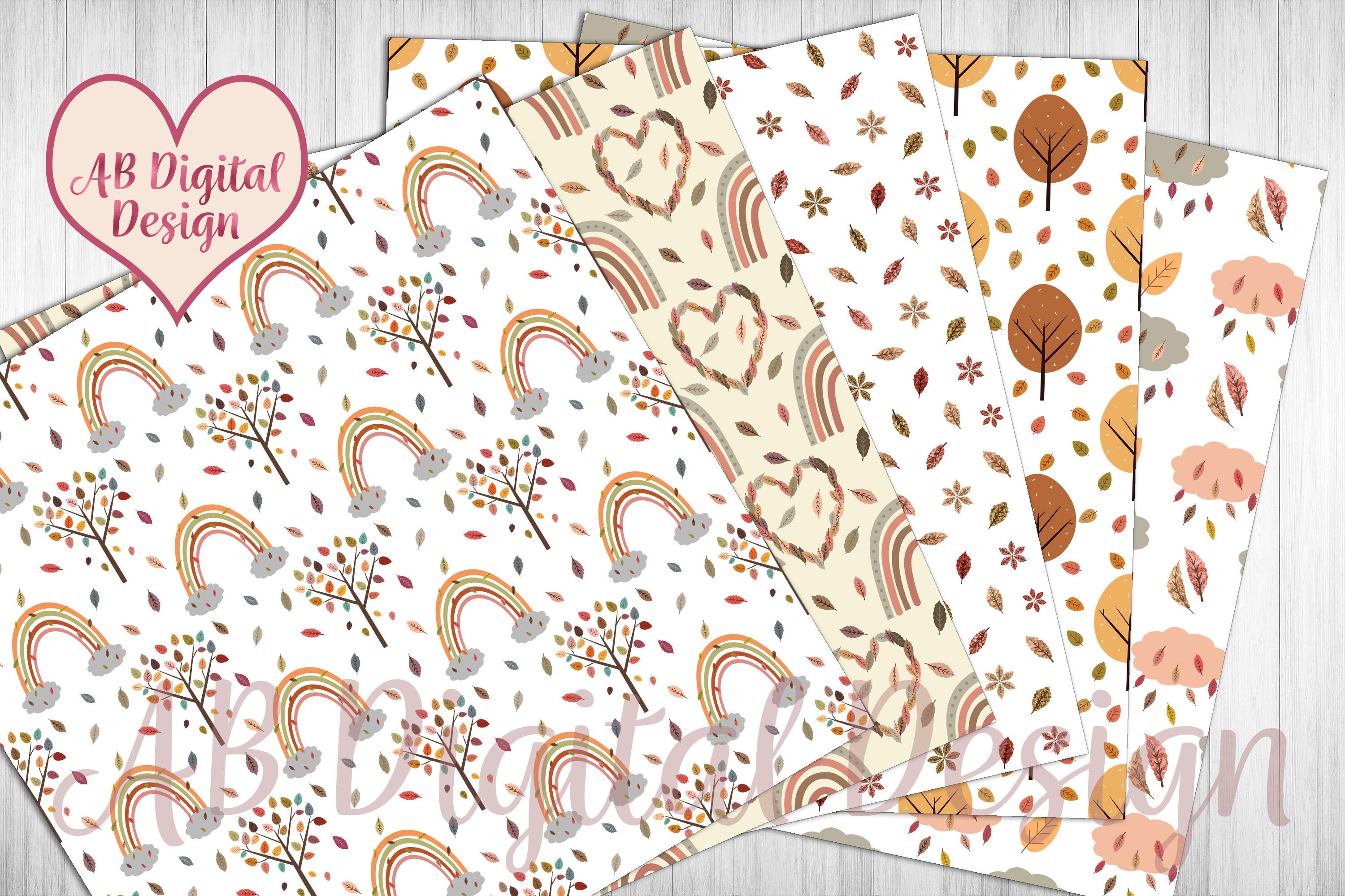 Autumn/fall Digital Paper | Autumn Leaves | Autumn Digital Paper | Cute ...