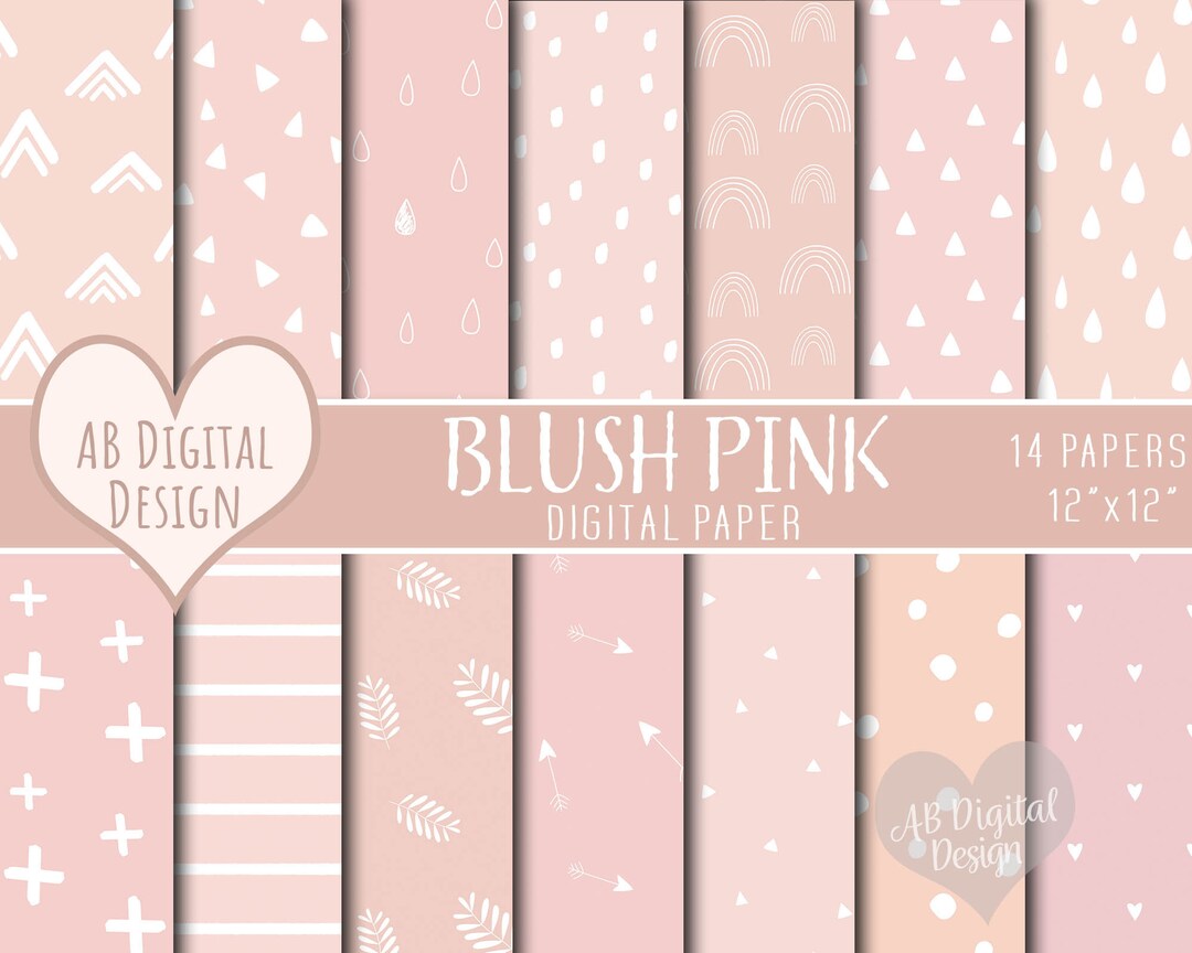 Blush Pink Digital Paper | Baby Girl, Baby Shower | Boho, Rainbows ...