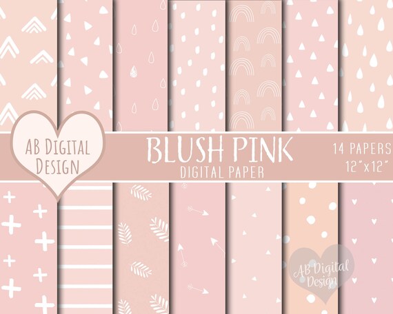 Blush Pink Digital Paper Baby Girl Baby Shower Boho | Etsy