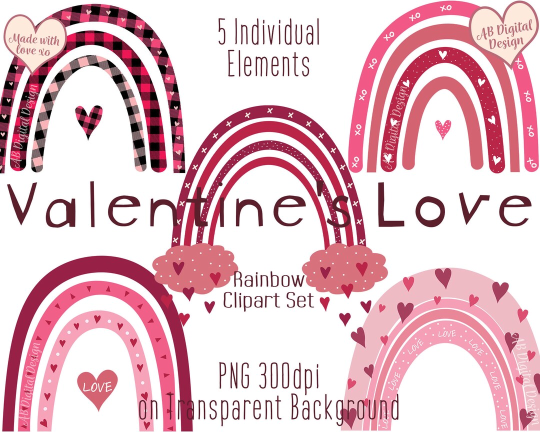 Valentine's Love Clipart | Cute Valentines Rainbows Graphics | Love ...