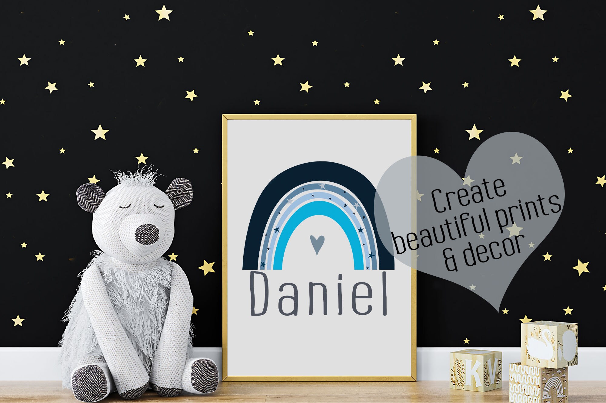 Blue Rainbow Clip Art Cute Children's Clipart Boho Rainbows Scandi ...