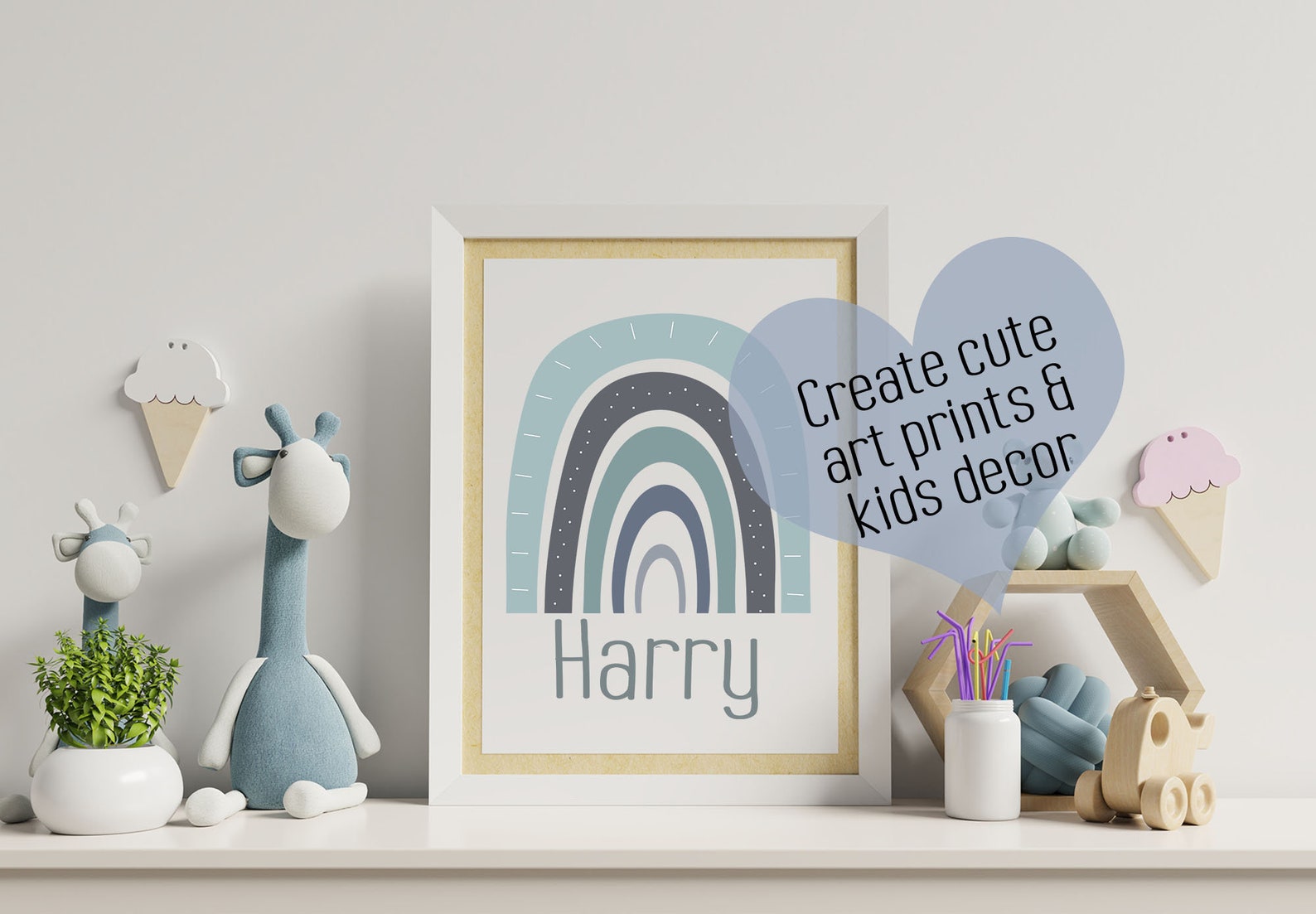 Blue Rainbow Clip Art | Children's Cute Clipart | Boho Rainbows ...