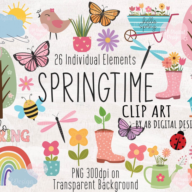 Spring Clipart - Etsy