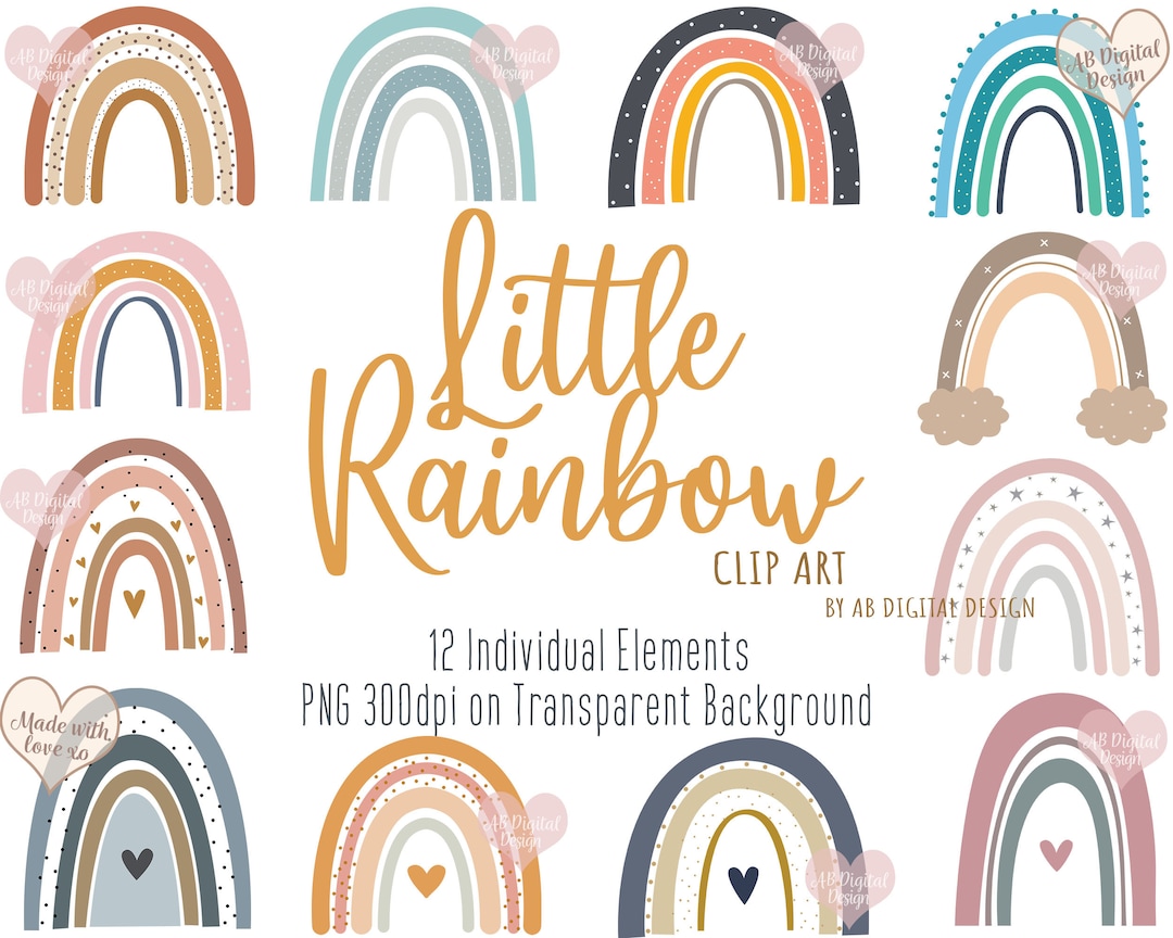 Rainbow Clipart, Nursery, Baby Shower, Kids Room | Cute Childrens ...