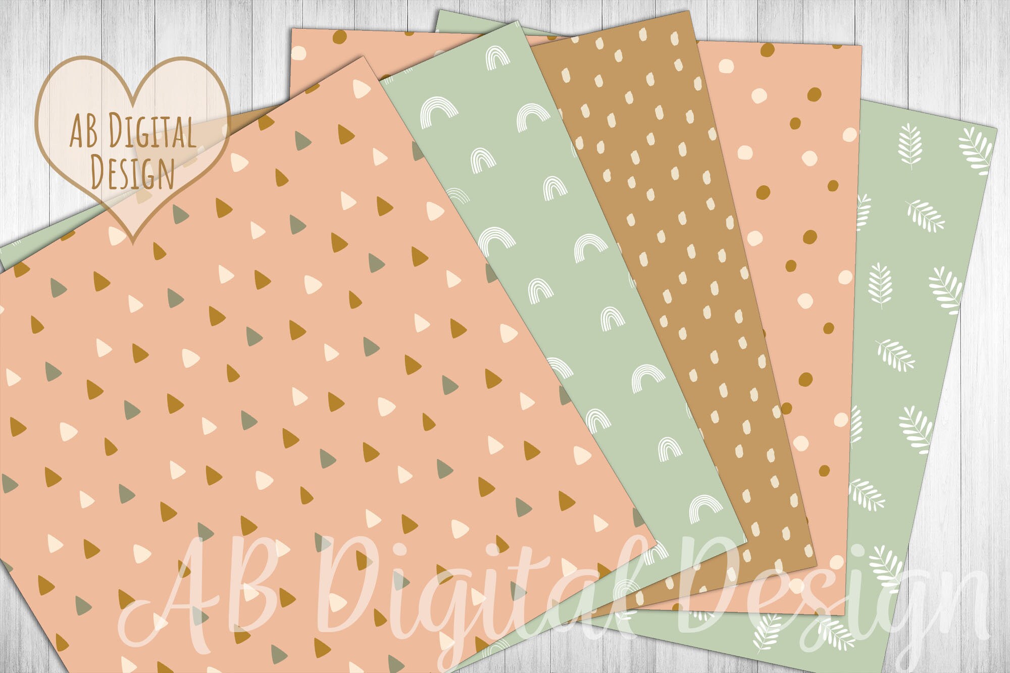 Boho Digital Paper | Baby Girl or Baby Boy Scrapbook | Boho Rainbows ...