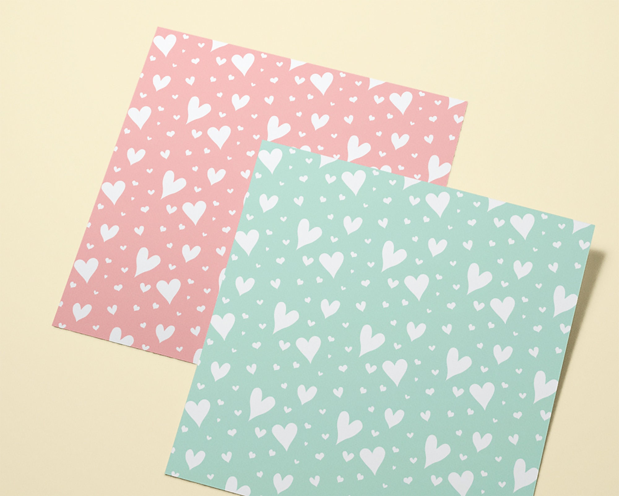 Pastel Love Heart Digital Paper Boho Hearts Valentines Day Cute Digital ...