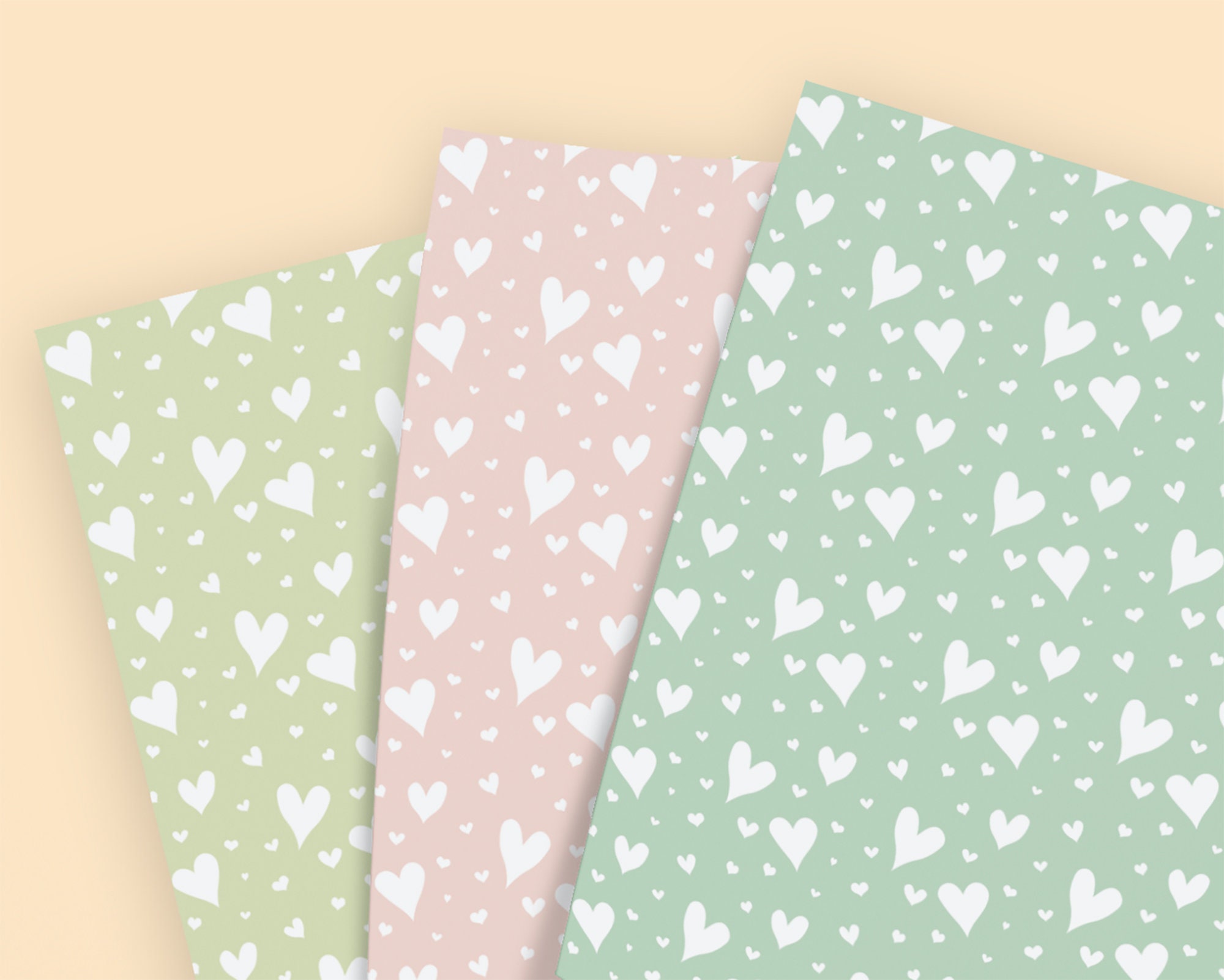 Pastel Love Heart Digital Paper | Boho Hearts | Valentines Day | Cute ...