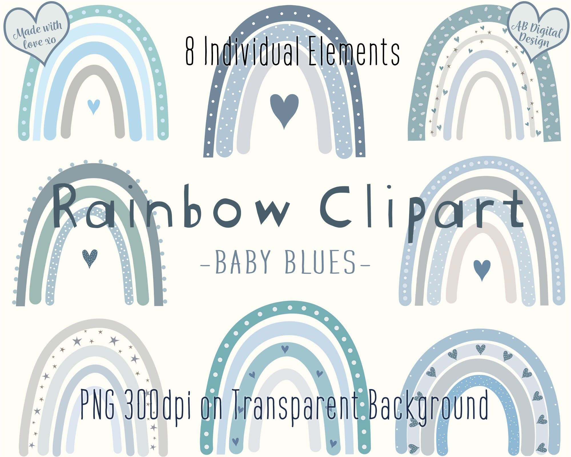 Clip Art & Image Files Craft Supplies & Tools blue rainbow nursery art ...