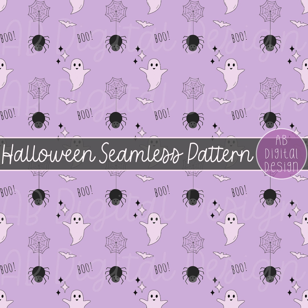 Cute Halloween Digital Paper Background | Purple Halloween Seamless ...