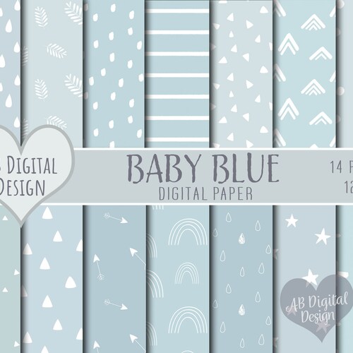 Baby Blue Digital Paper Baby Boy Baby Shower Boho - Etsy