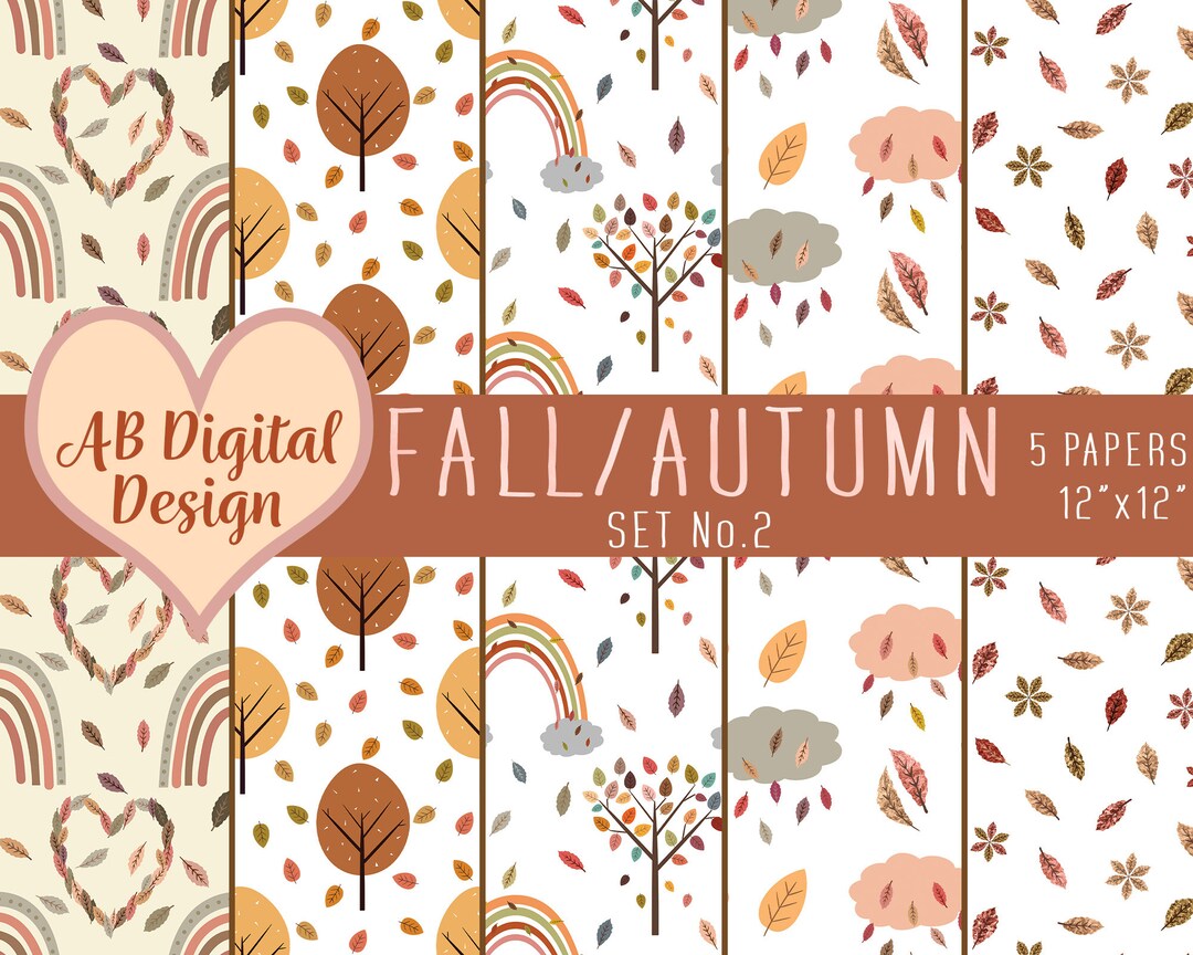 Autumn/fall Digital Paper | Autumn Leaves | Autumn Digital Paper | Cute ...