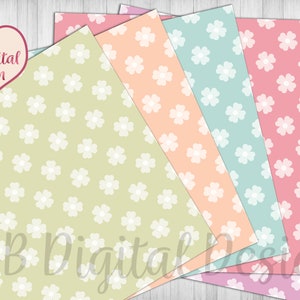 Spring Flowers Digital Paper Background Pastel Floral - Etsy