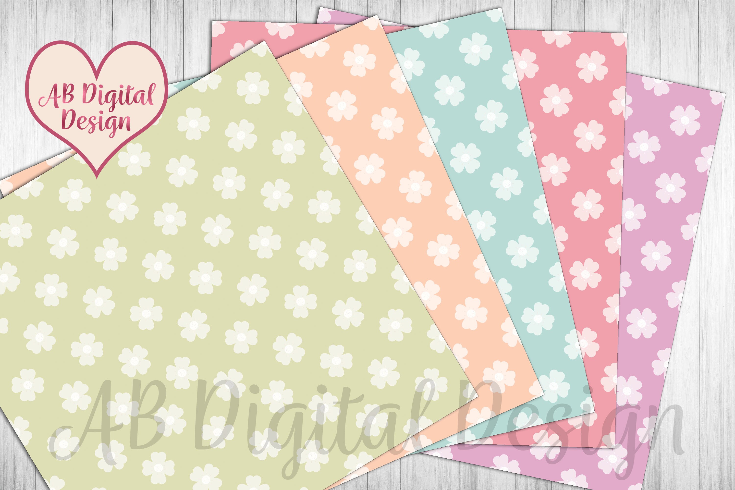 Spring Flowers Digital Paper Background | Pastel Floral Seamless ...