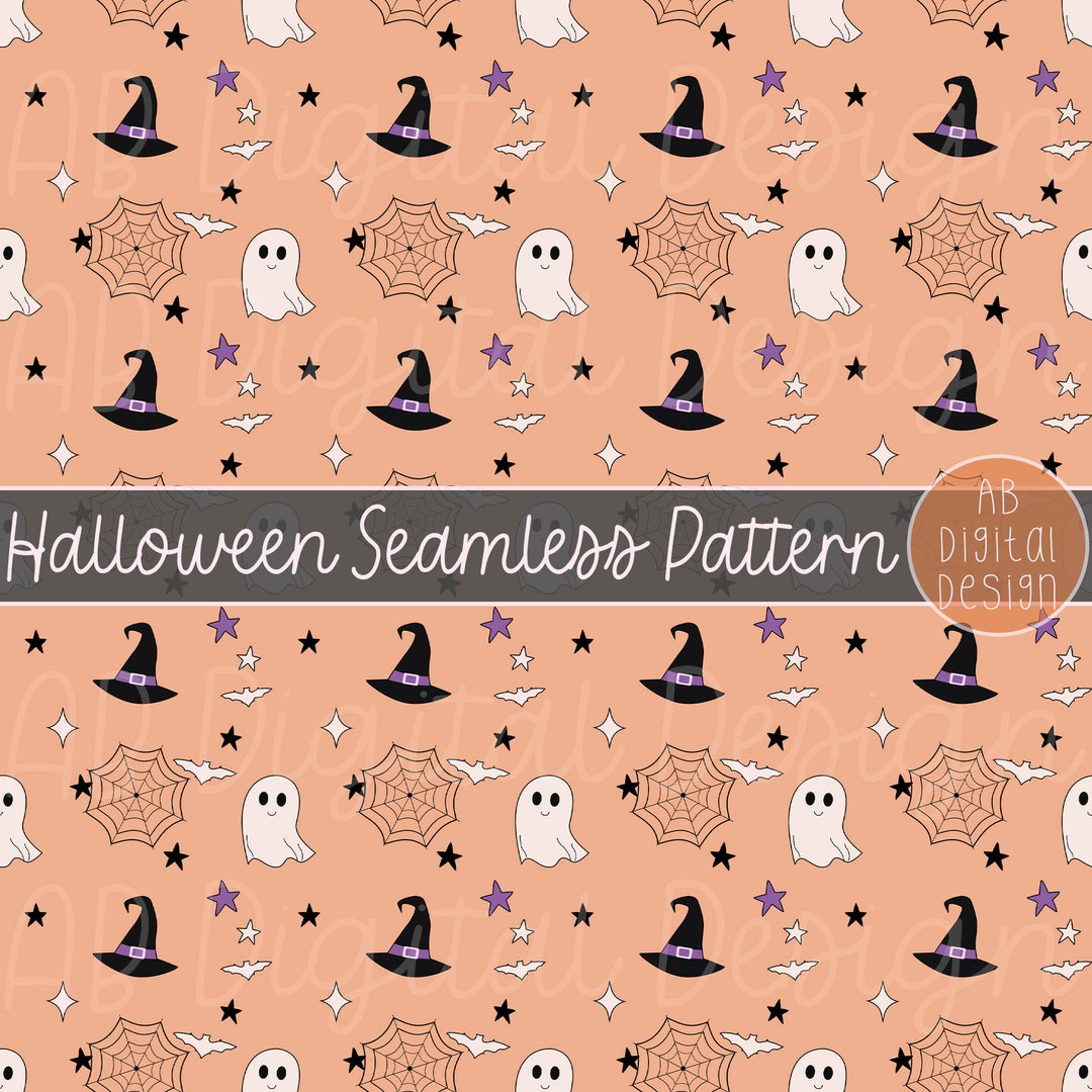 Cute Halloween Digital Paper Background | Halloween Seamless Pattern ...
