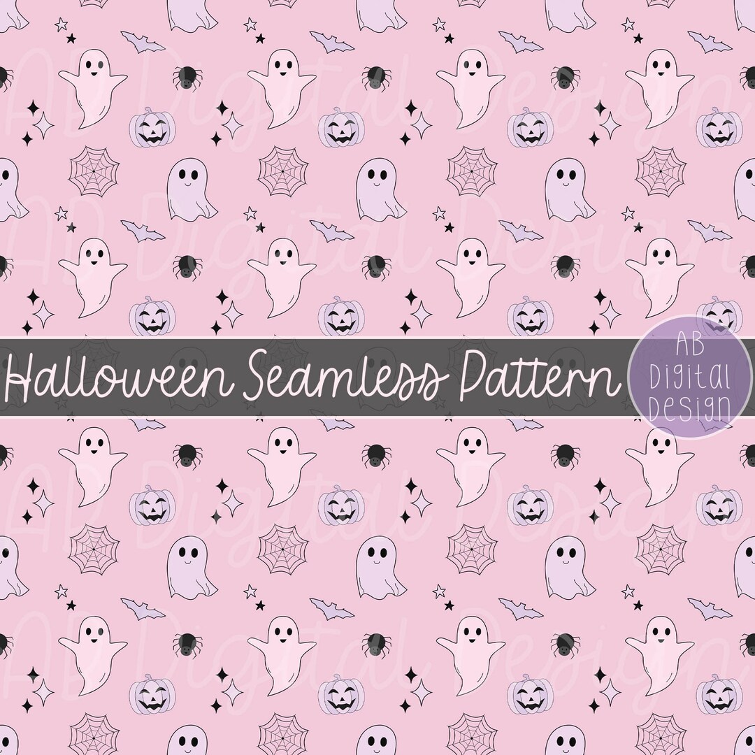 Cute Halloween Digital Paper Background | Pink Halloween Seamless ...