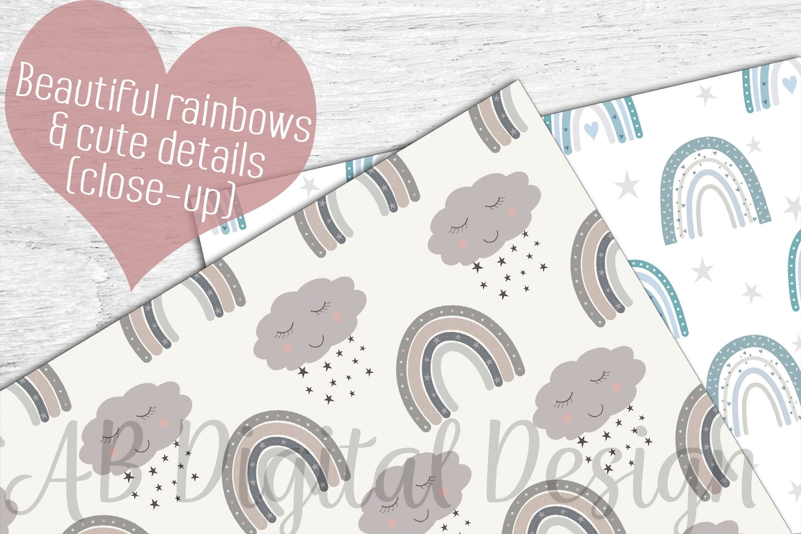 Rainbow Digital Paper | Baby Shower | Baby Girl or Boy | Scrapbooking ...