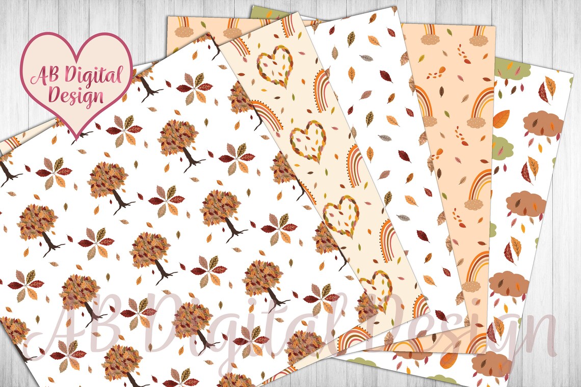 Fall/autumn Digital Paper Autumn Leaves Fall Digital Paper | Etsy
