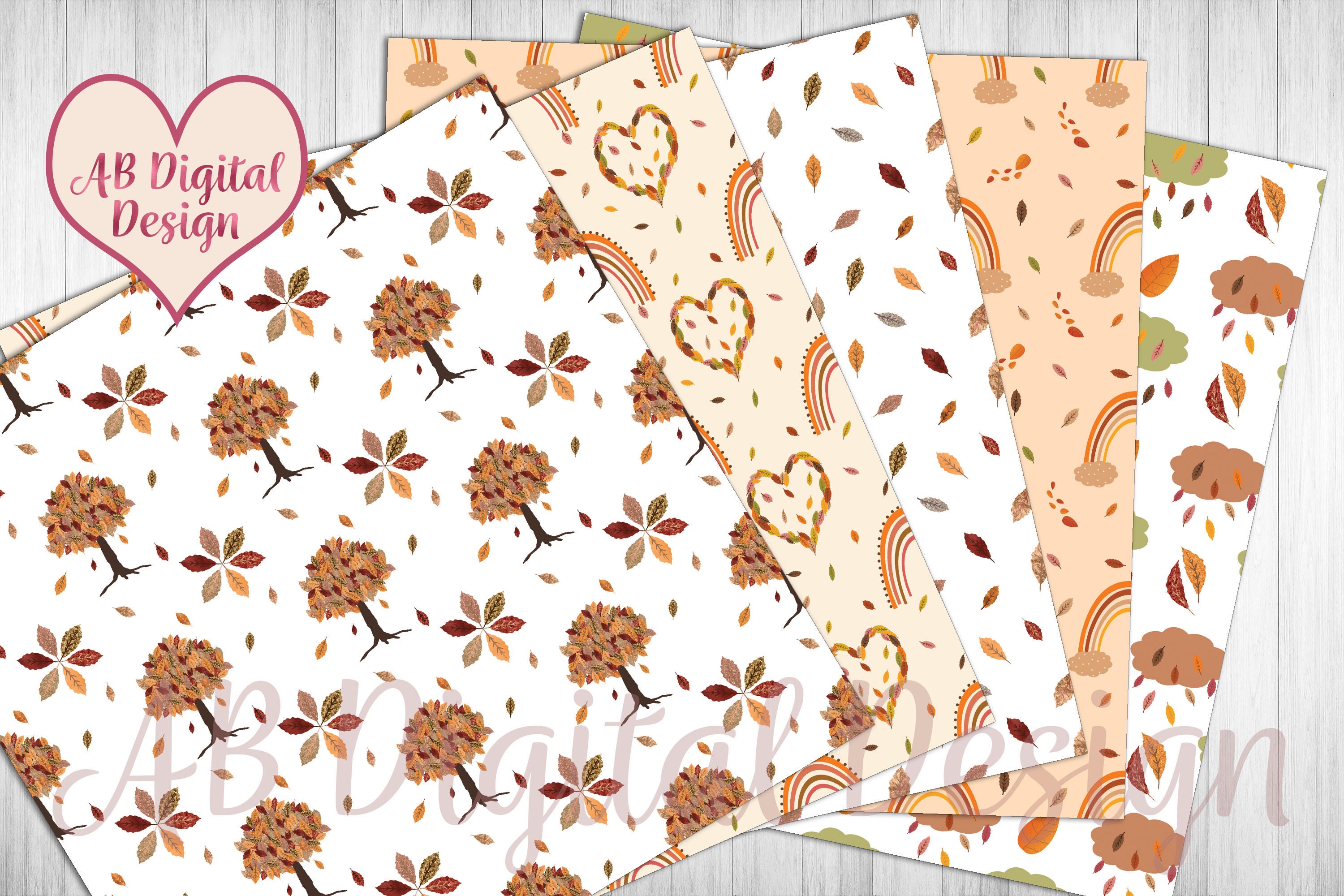Fall/autumn Digital Paper Autumn Leaves Fall Digital Paper - Etsy