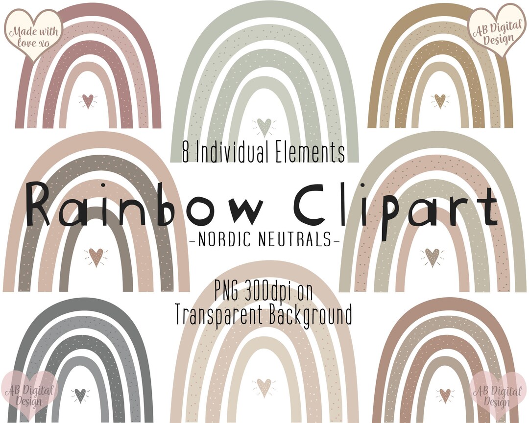 Neutral Rainbow Clipart | Boho Rainbow Nursery | Nordic/scandinavian ...