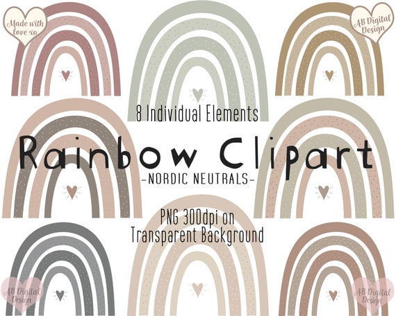 Neutral Rainbow Clipart Boho Rainbow Nursery - Etsy Ireland