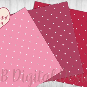 Valentine Hearts Digital Paper | Pink & Red Boho Love Hearts ...