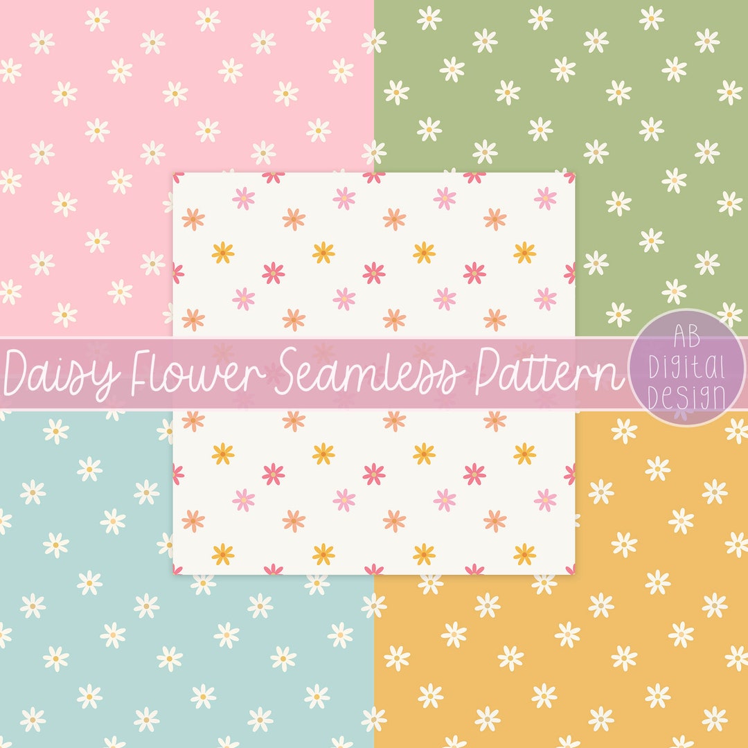 Daisy Flowers Digital Paper Background | Pastel Floral Daisies Seamless ...
