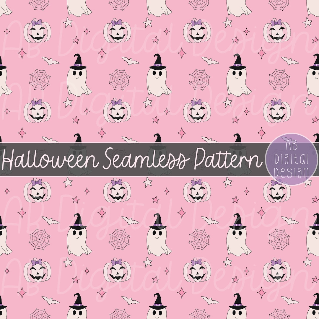 Cute Halloween Digital Paper Background | Pink Halloween Pumpkin ...