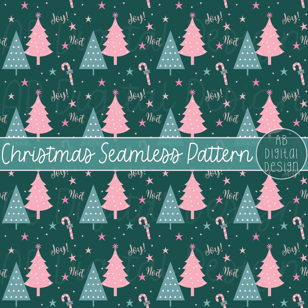 Christmas Tree Digital Paper | Seamless Pattern | Cute Scandi Christmas ...