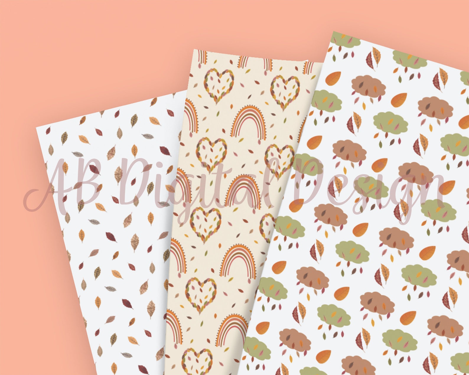 Fall/autumn Digital Paper Autumn Leaves Fall Digital Paper | Etsy