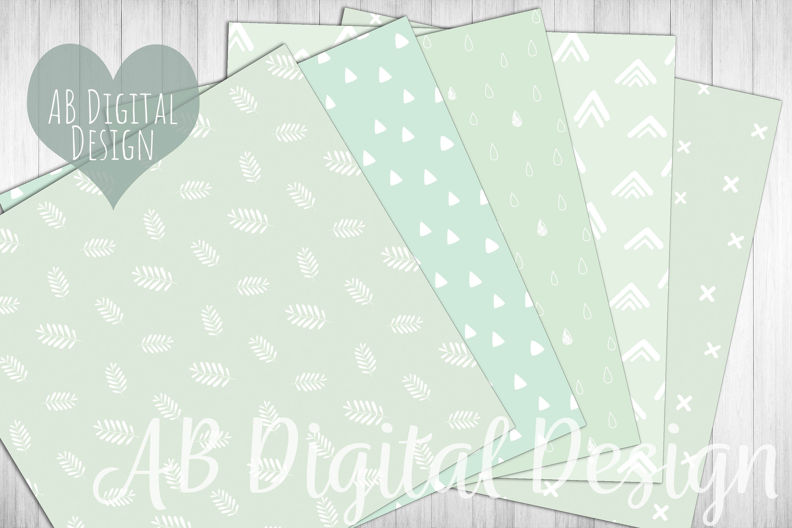 Mint Green Digital Paper | Seamless Patterns | Boho Scandi Patterns ...