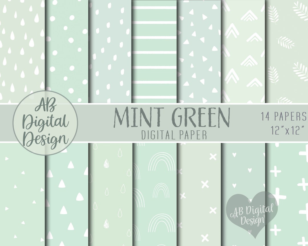 Mint Green Digital Paper | Seamless Patterns | Boho Scandi Patterns ...