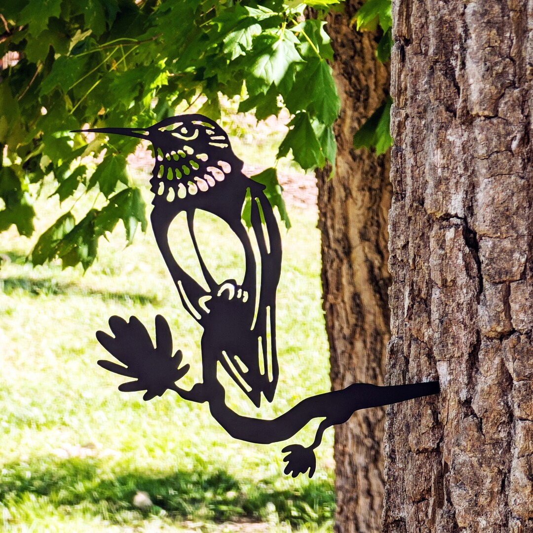 Hummingbird Silhouette Spike Tree or Post Outdoor Decor - Etsy