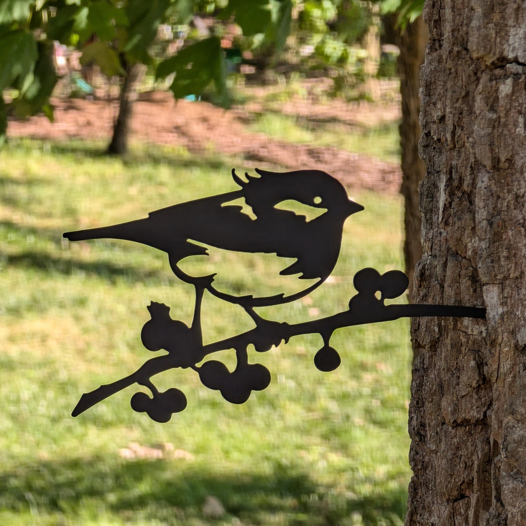 Crested Tit Mouse Silhouette Spike Tree or Post Outdoor Decor - Etsy