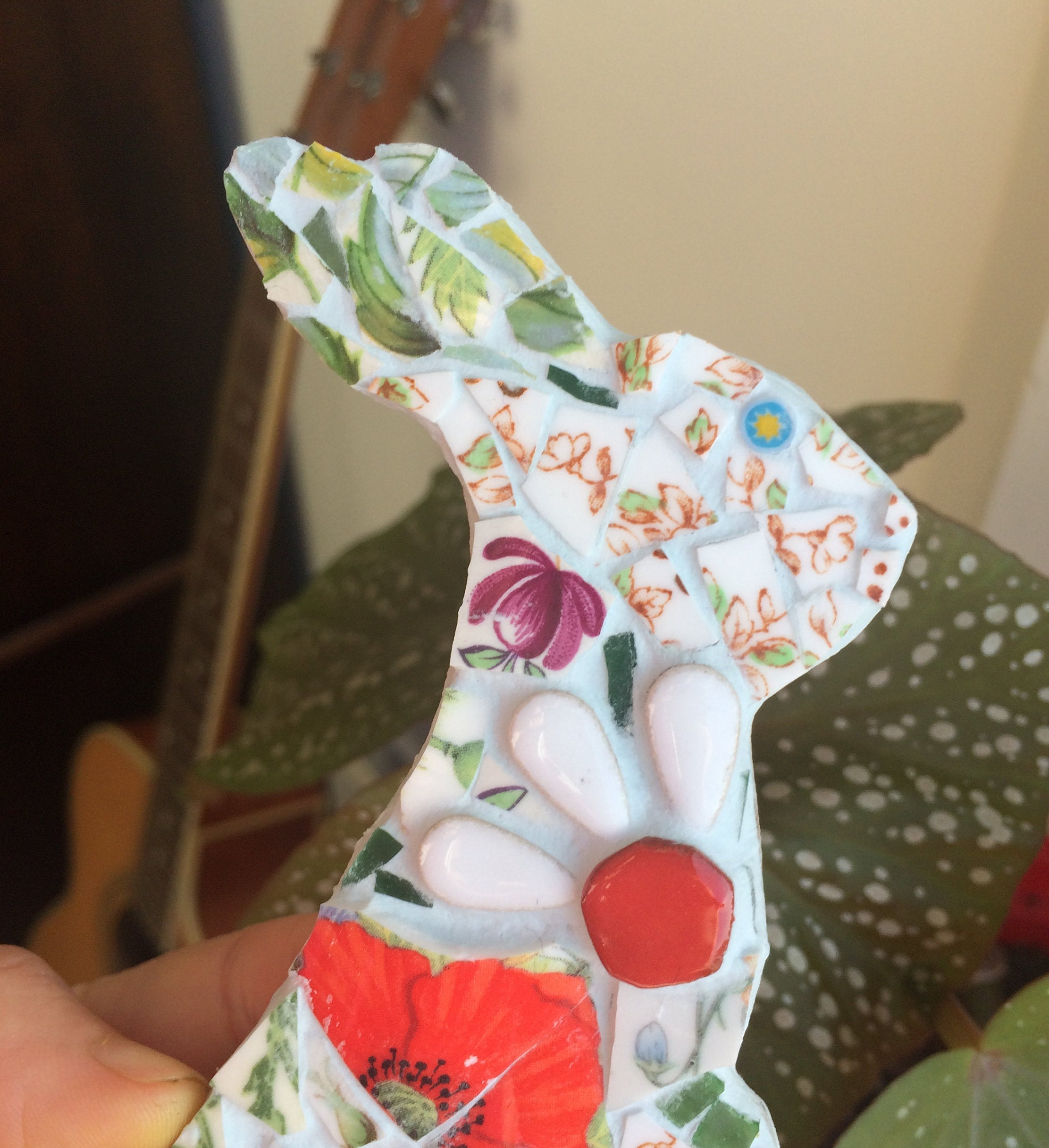 Framed Mosaic Rabbit, Glass Mosaic Rabbit, Flower Rabbit, Floral Art ...