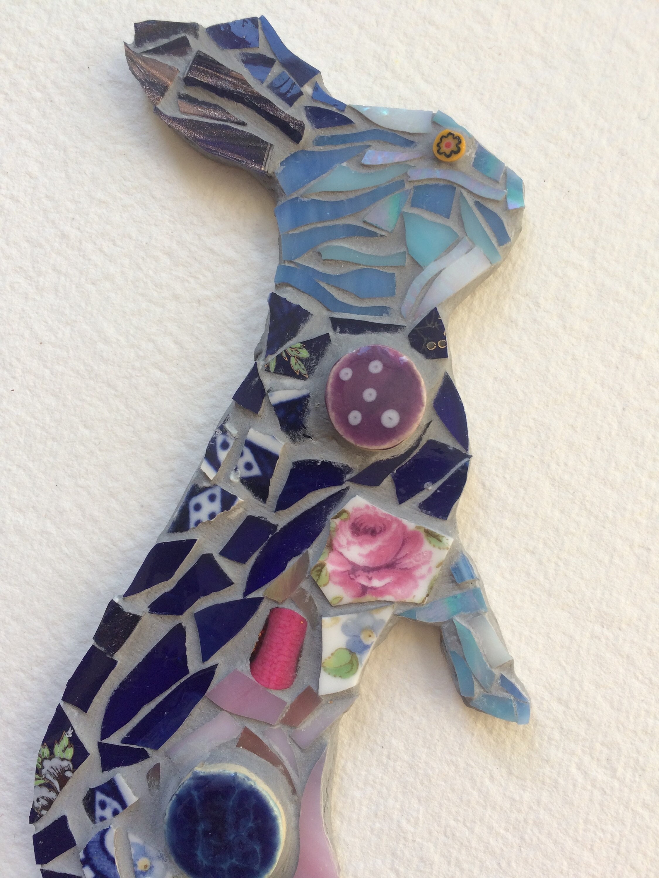 Framed Mosaic Rabbit, Glass Mosaic Rabbit, Rose Rabbit, Floral Rabbit ...