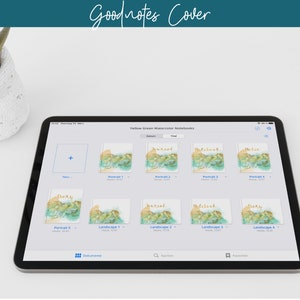 Digital Notebook Cover Green-gold Watercolor for iPad Goodnotes or ...