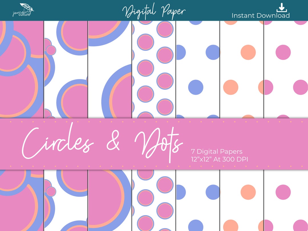 Digital Paper, Pastel Circles and Dots, 7 Different Patterns for ...
