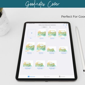 Digital Notebook Cover Green-gold Watercolor for iPad Goodnotes or ...