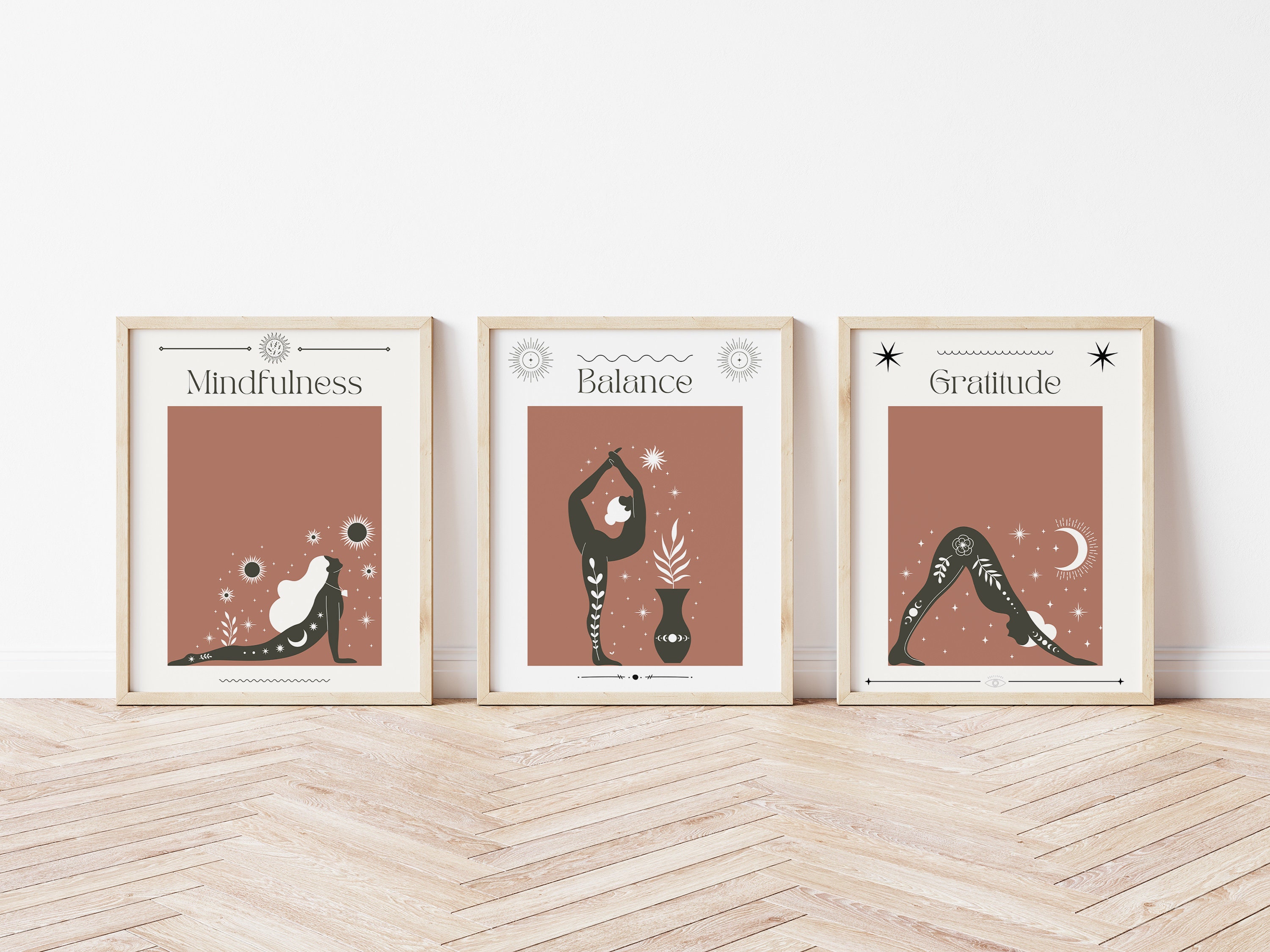 Cosmic Yoga Pose Sequence Art Set of 3/yoga Pose Art Poster/art for ...