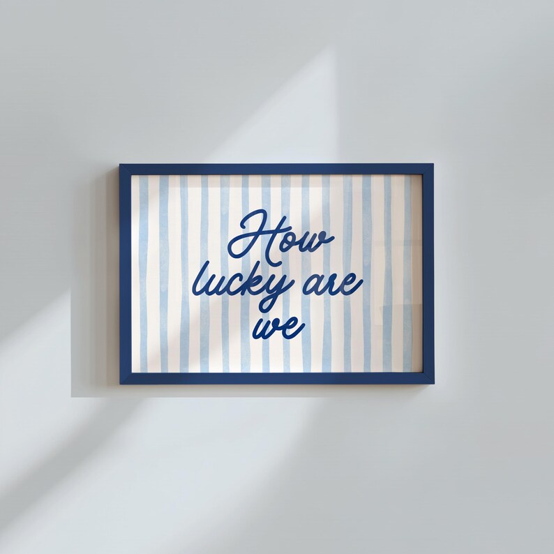 How Lucky Are We Striped Typography Print - Trendy Striped Wall Art ...