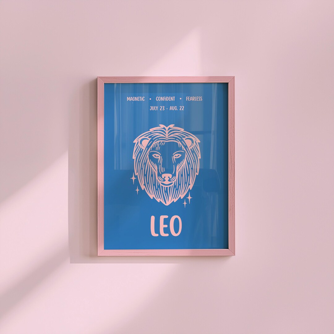 Pink & Blue Trendy Leo Wall Art Poster/cute Zodiac Poster/trendy ...