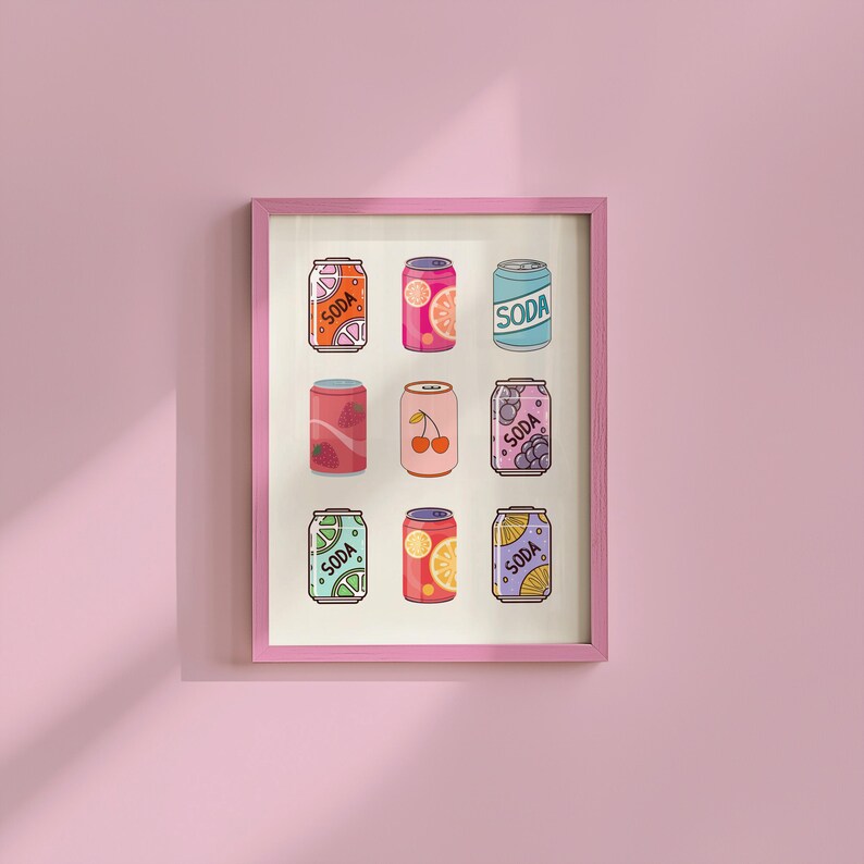Funky Drink Can Art | Retro Kitchen Poster | Funky Drink Art | Soda Pop ...