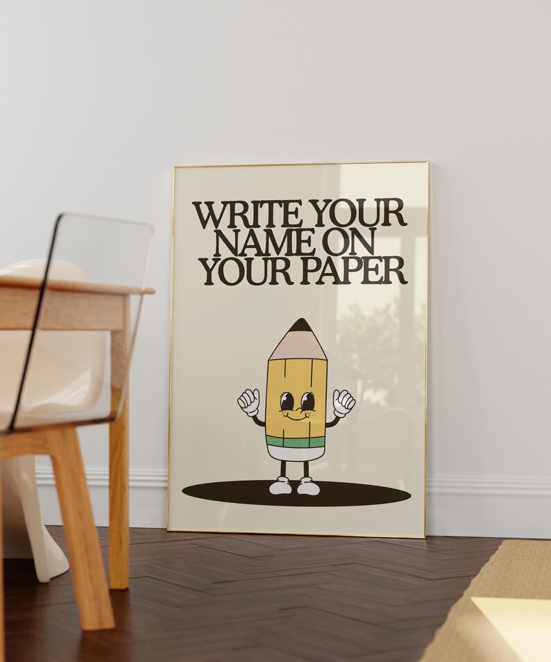 Cute Character Classroom Art - Printable Art - Write Your Name Art ...