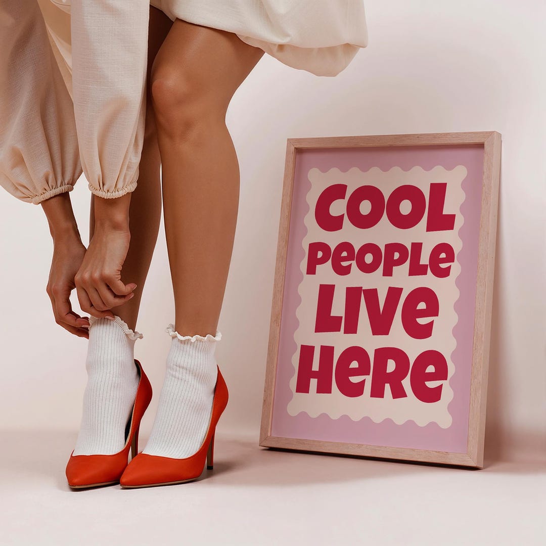 Cool People Live Here Preppy Printable Art Print - Pink/red Art for ...