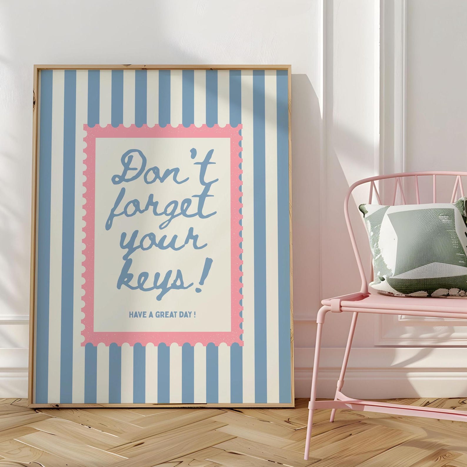 Don't Forget Your Keys Striped Poster - Art for Entryway - Housewarming ...