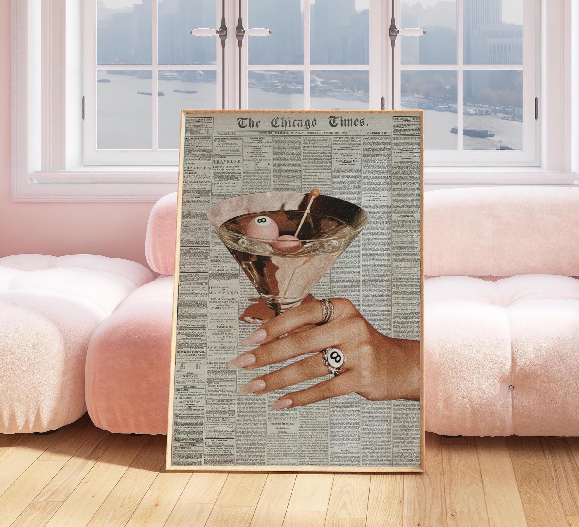 Pink Retro 8- Ball Cocktail Print | 8-ball Art | Cocktail | Retro ...