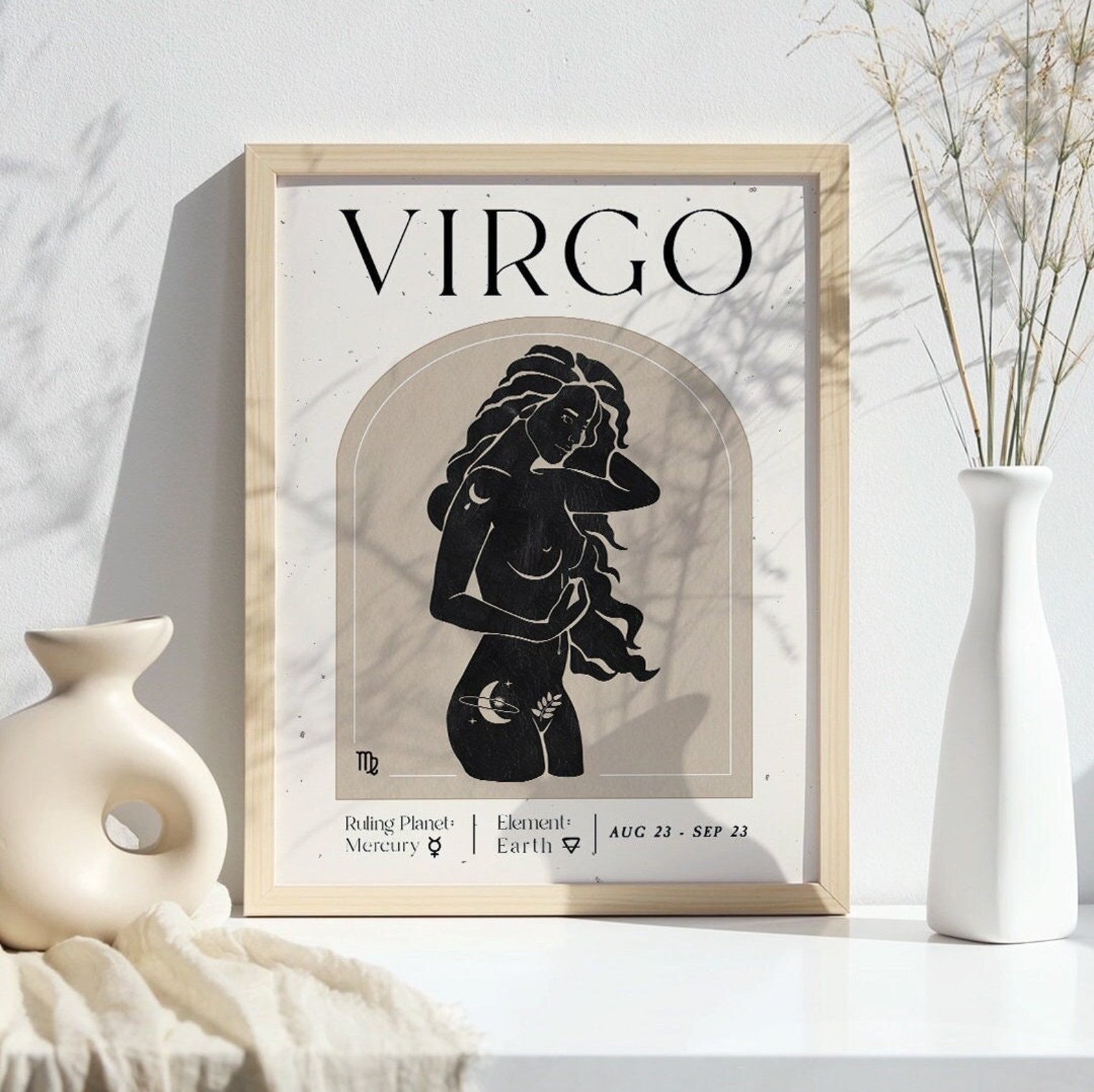 Virgo Zodiac Goddess Wall Art Poster/printable Zodiac Art/printable ...