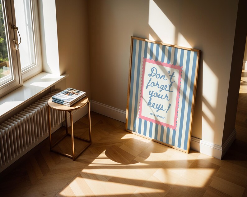 Don't Forget Your Keys Striped Poster - Art for Entryway - Housewarming ...