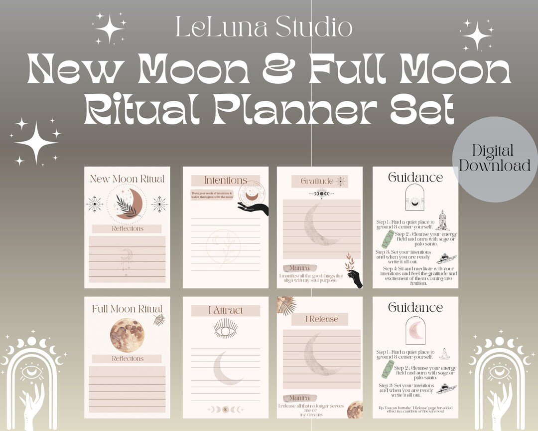Printable New Moon & Full Moon Ritual Set/printable Moon Planner/ Full ...